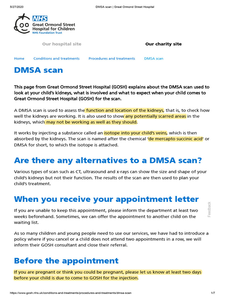 DMSA Scan | PDF | Clinical Medicine | Medical Specialties