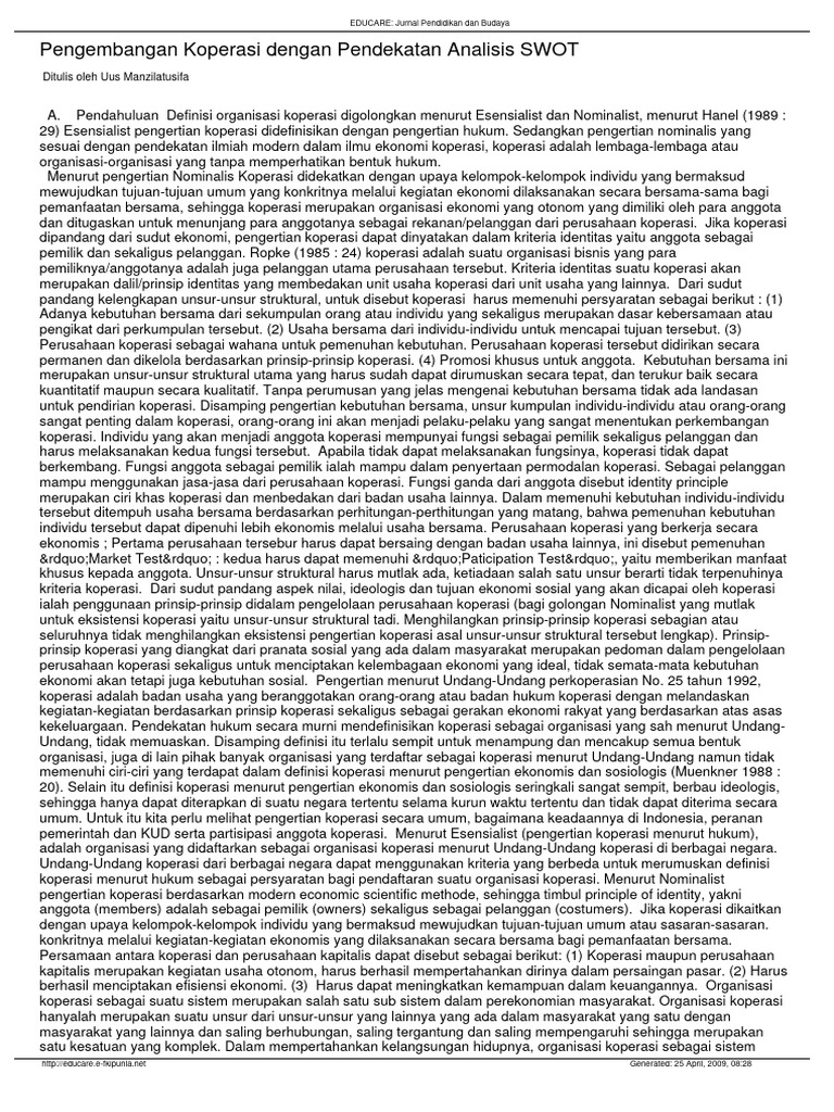 "SWOT untuk Pengembangan Koperasi" | PDF | Bisnis