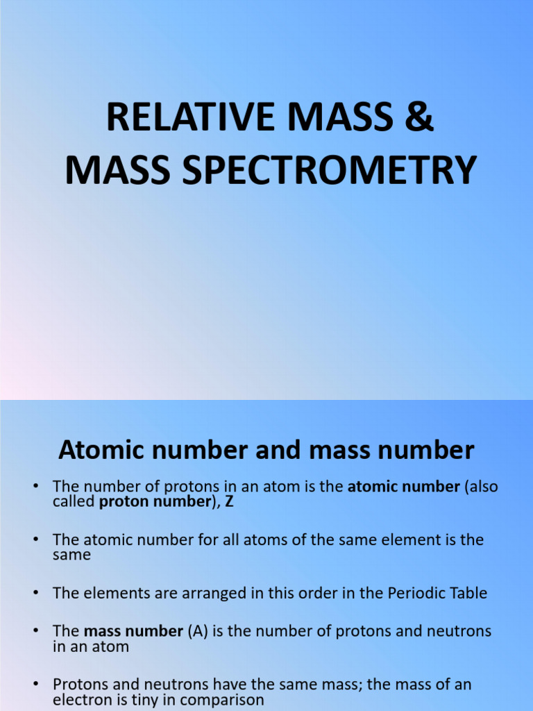 Calculating Relative Atomic Mass | PDF | Time Of Flight Mass ...