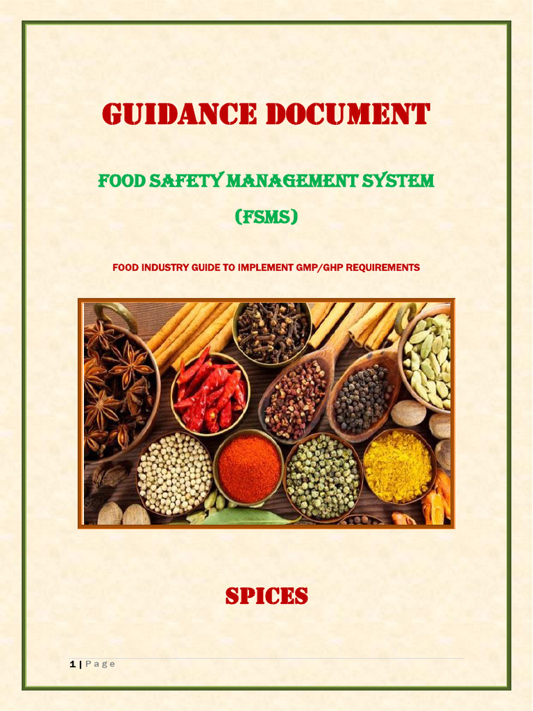 FSSAI Guidelines for Spice Safety Standards | PDF | Hazard Analysis And ...