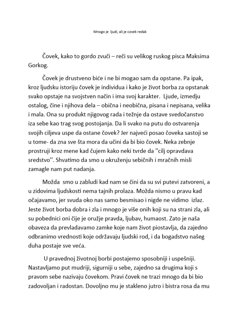 Mnogo Je Ljudi Ali Je Covek Redak | PDF