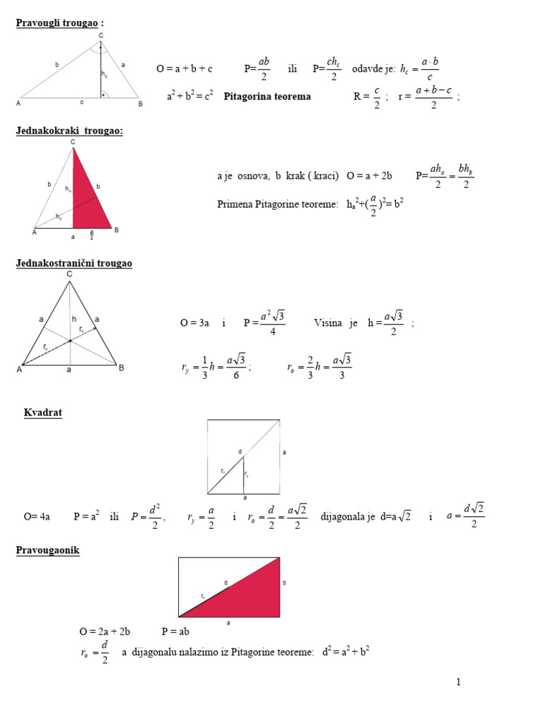 PITAGORINA TEOREMA-formulice | PDF
