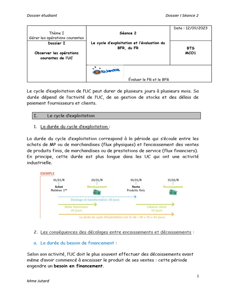 Gestion du BFR et cycle d'exploitation | PDF | Fonds de roulement ...