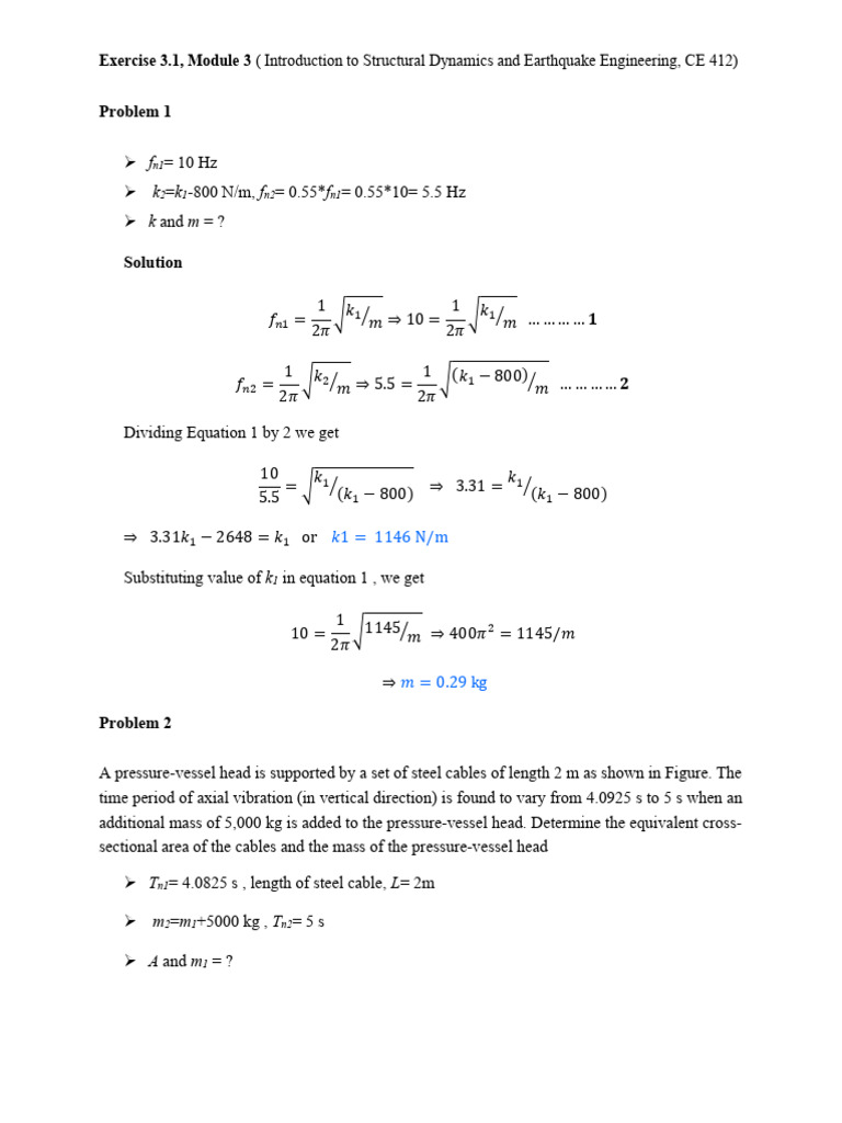 Module 3 (Solution To Exccercise 3.1) | PDF | Physics | Physical Sciences