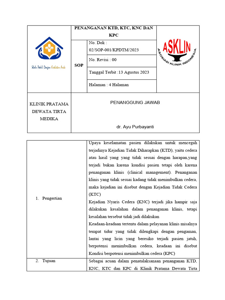 Sop KTD KTC KNC KPC | PDF | Sains & Matematika