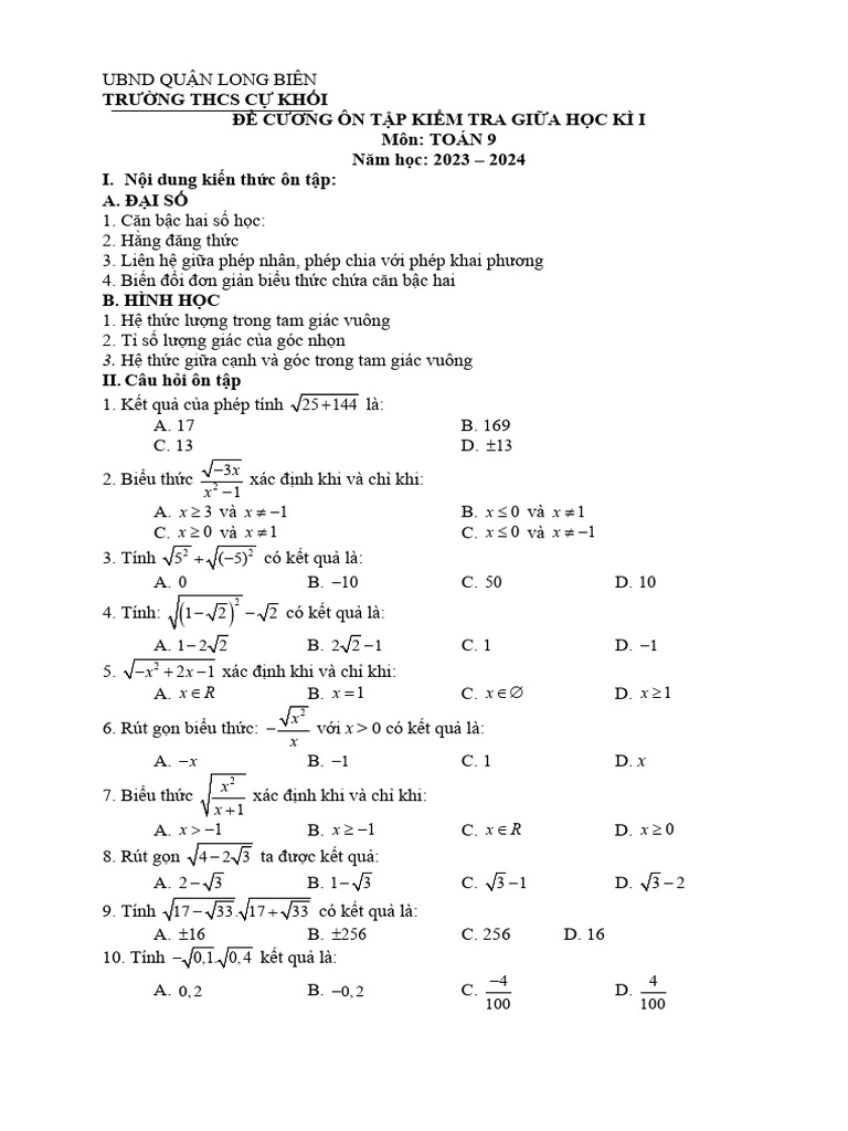 de-cuong-giua-hoc-ky-1-toan-9-nam-2023-2024-truong-thcs-cu-khoi-ha-noi | PDF
