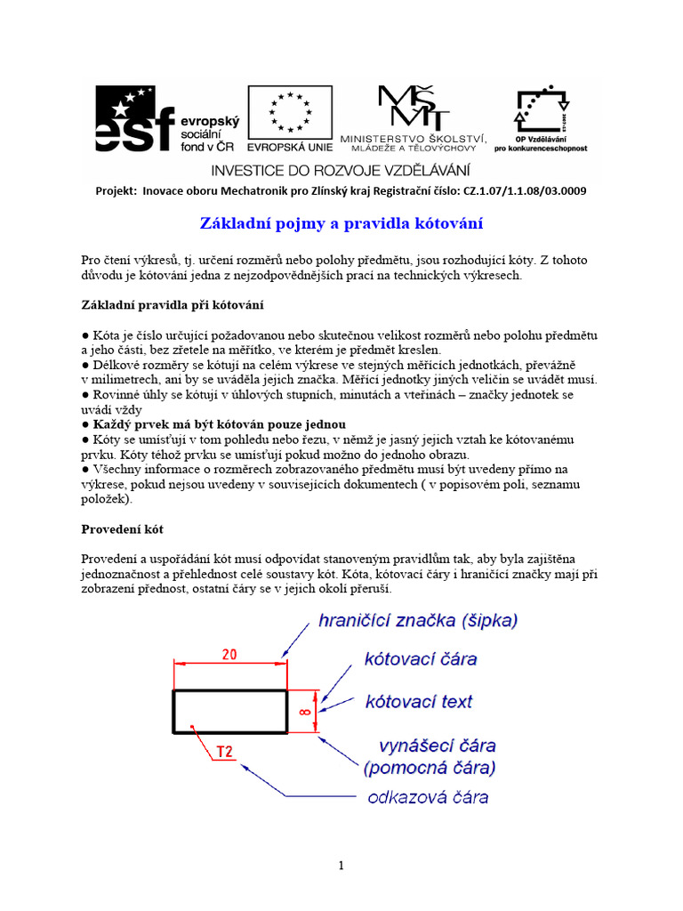 07 Základní Pojmy A Pravidla Kótování | PDF