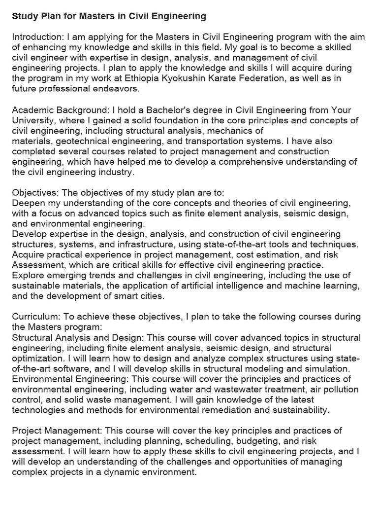 Study Plan Santa | PDF | Engineering | Civil Engineering