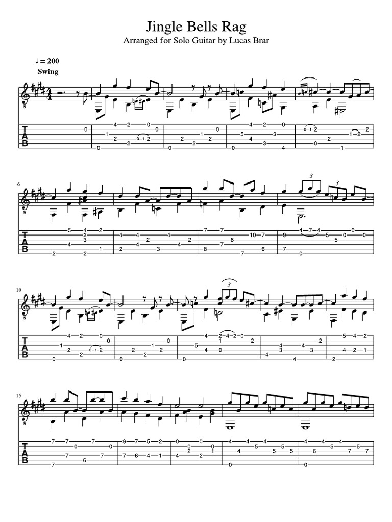 Jingle Bells Rag Solo Guitar Arrangement | PDF