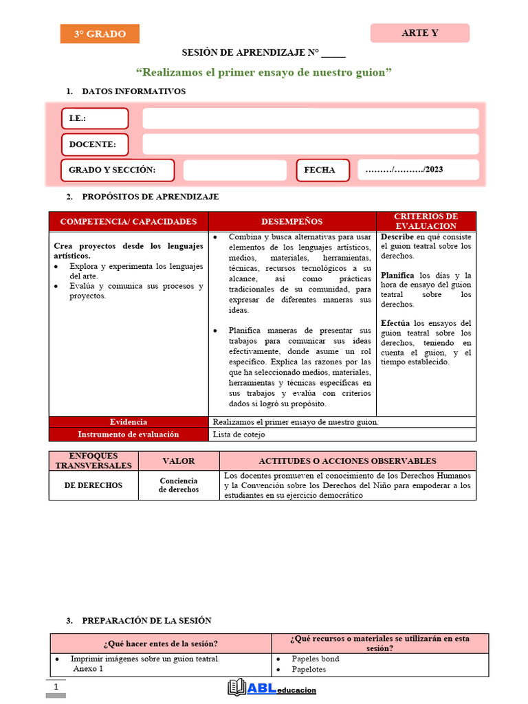 Dia 5 - 3er Grado - Arte | PDF | Evaluación | Cognición