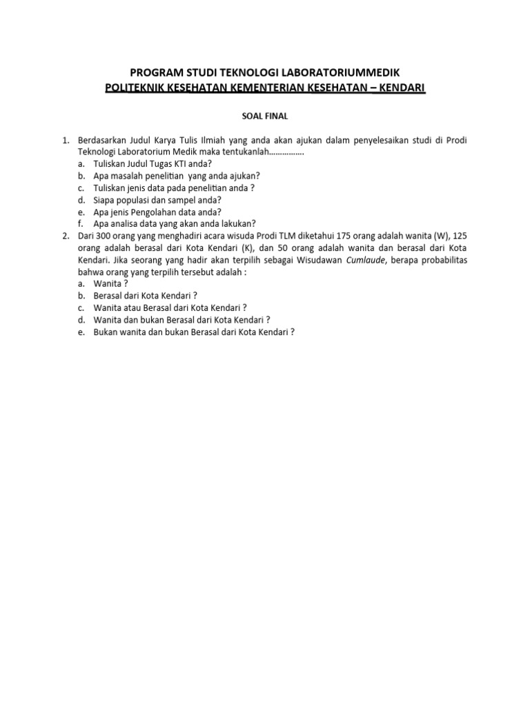 Soal Final Prodi TLM 2023 | PDF | Komputer