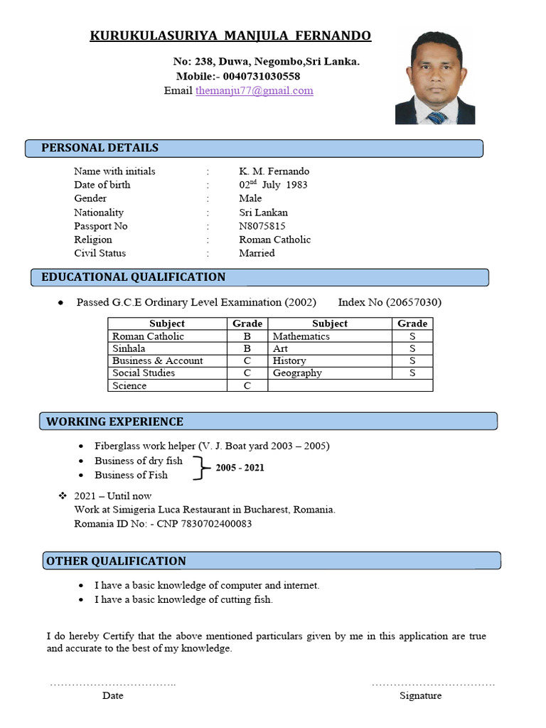 K.M. Fernando Resume: Work & Education | PDF