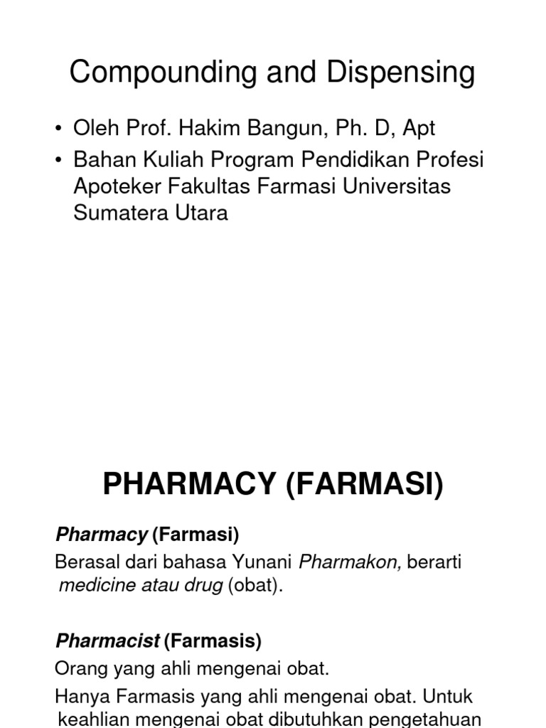 Compounding and Dispensing | PDF