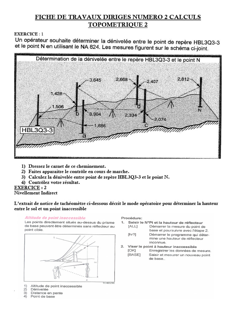 Exercices de Topométrie et Nivellement | PDF | Méthodes et références ...