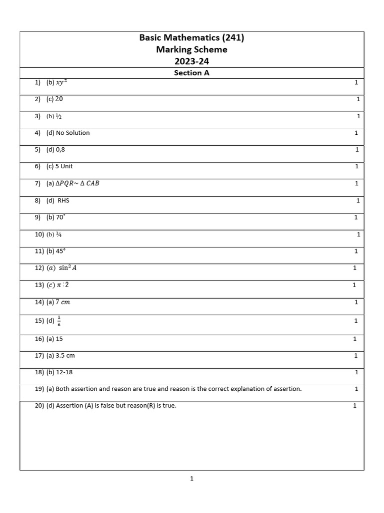 CBSE Class 10 Maths Marking Scheme 2023-24 | PDF | Sphere | Elementary Geometry