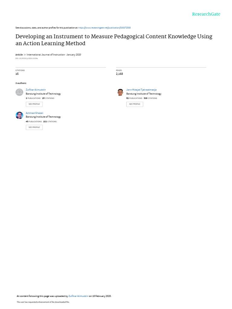 Developing An Instrument To Measure PCK | PDF | Educational Assessment ...
