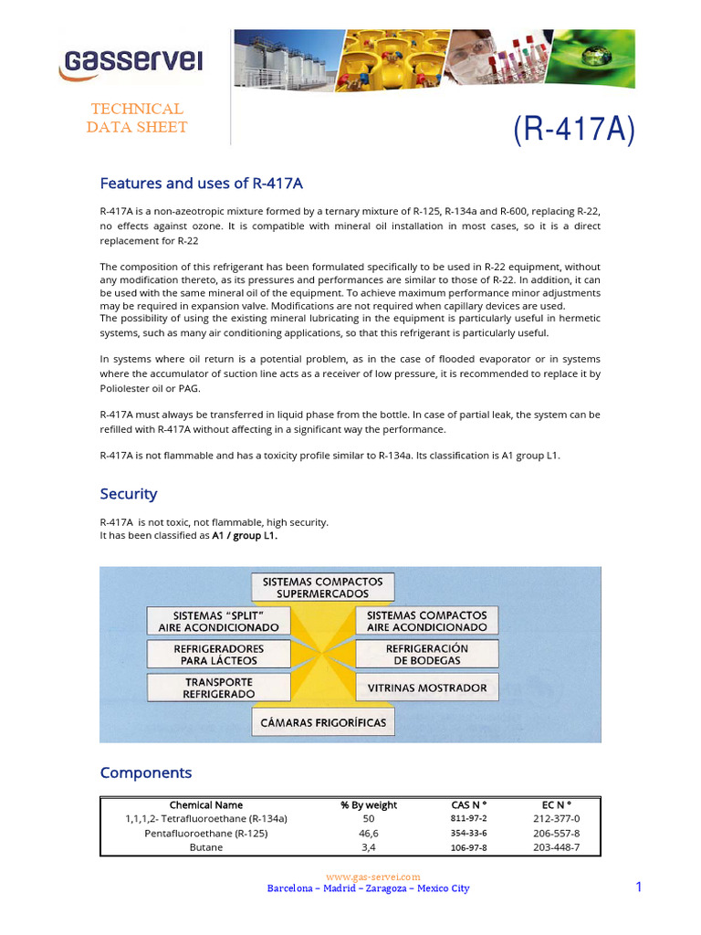 R-417A Refrigerant Guide | PDF | Chemistry | Chemical Engineering
