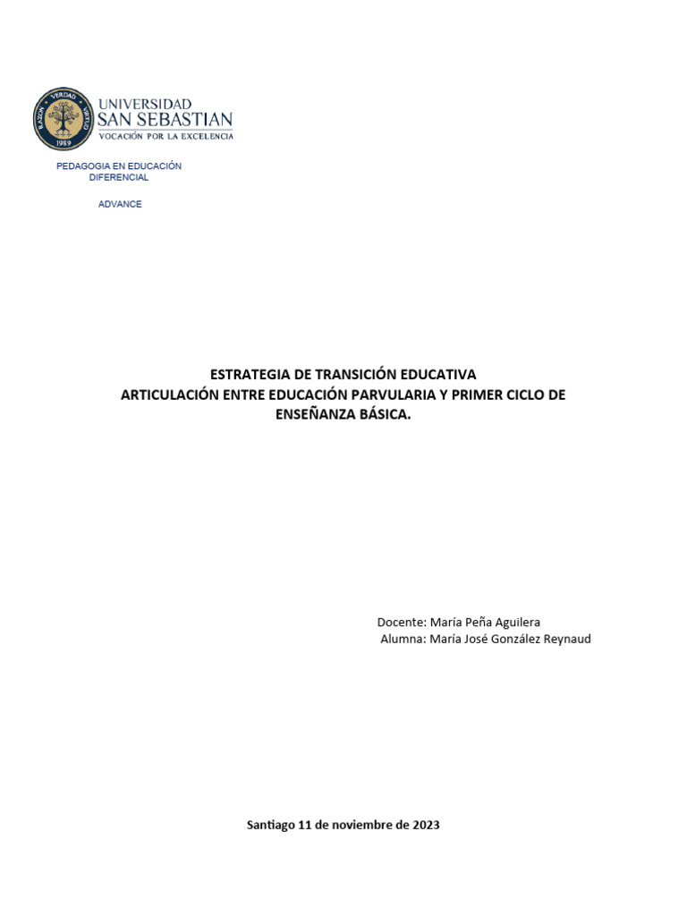 Pauta Estrategia de Transición Educativa | PDF | Educación de la ...
