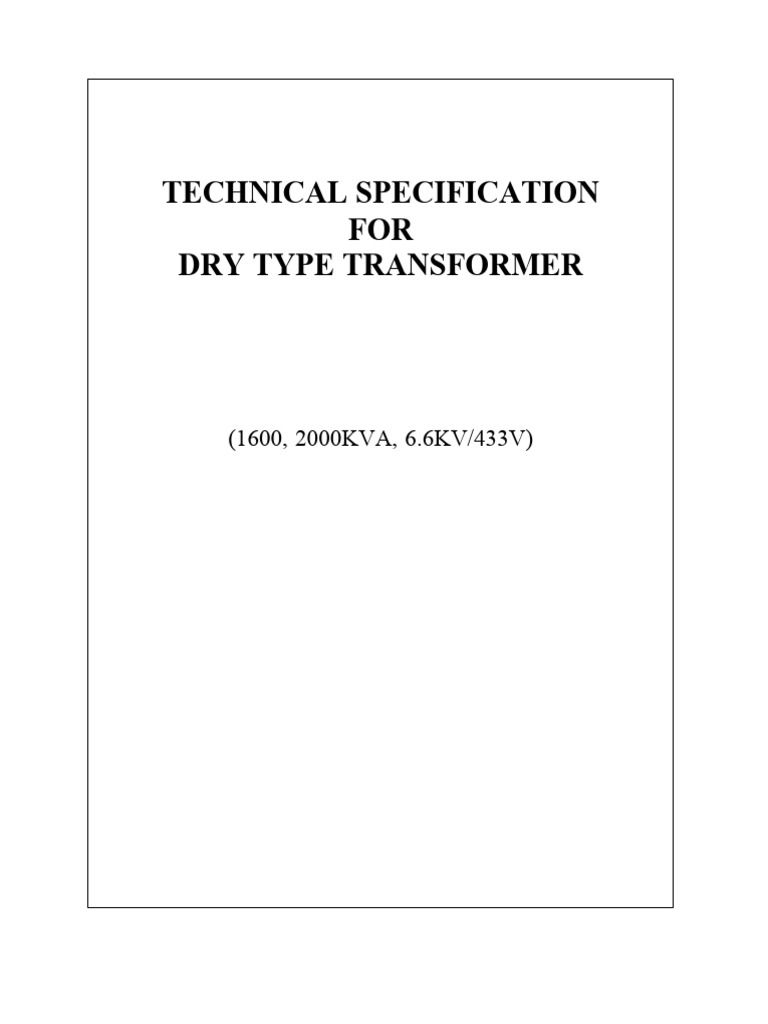 Dry Type Transformer Specification Dt 24 1 07 Pdf Transformer Insulator Electricity