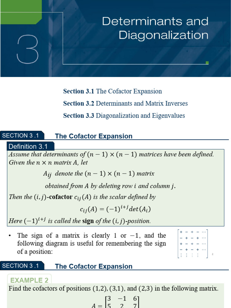 Chapter - 3 Determinants and Diagonalization | PDF | Eigenvalues And ...
