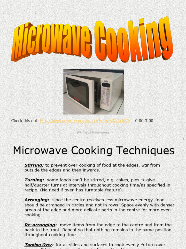 SFP Prac2 Prelab Reading Microwave Cooking AY1718Apr | PDF | Cooking | Oven