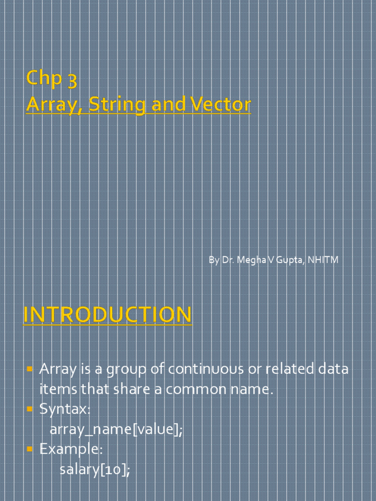 Array, String and Vector | PDF | String (Computer Science) | Integer (Computer Science)