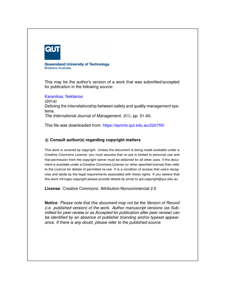 Models of QMS and SMS | PDF | Quality Management System | Safety