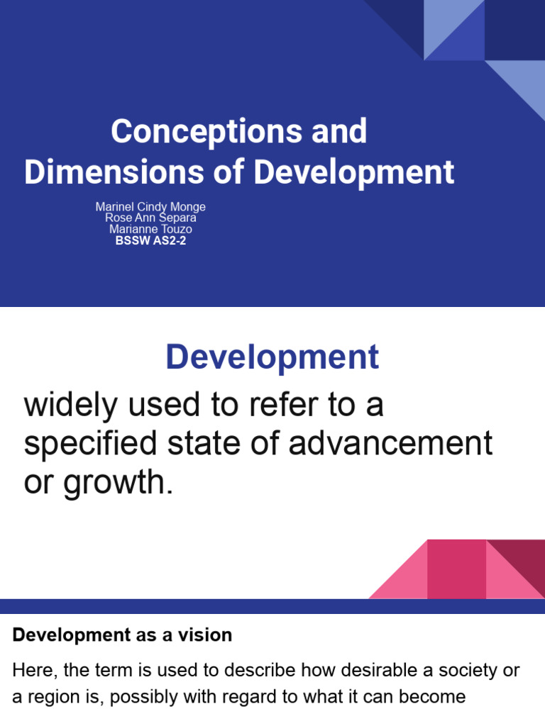 Conceptions and Dimensions of Development 1 | PDF | Human Development ...