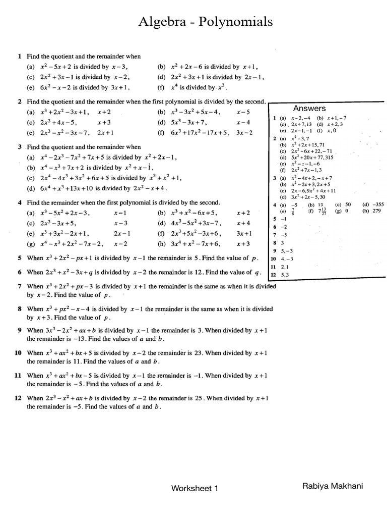 A2 Worksheets | PDF | Complex Number | Equations