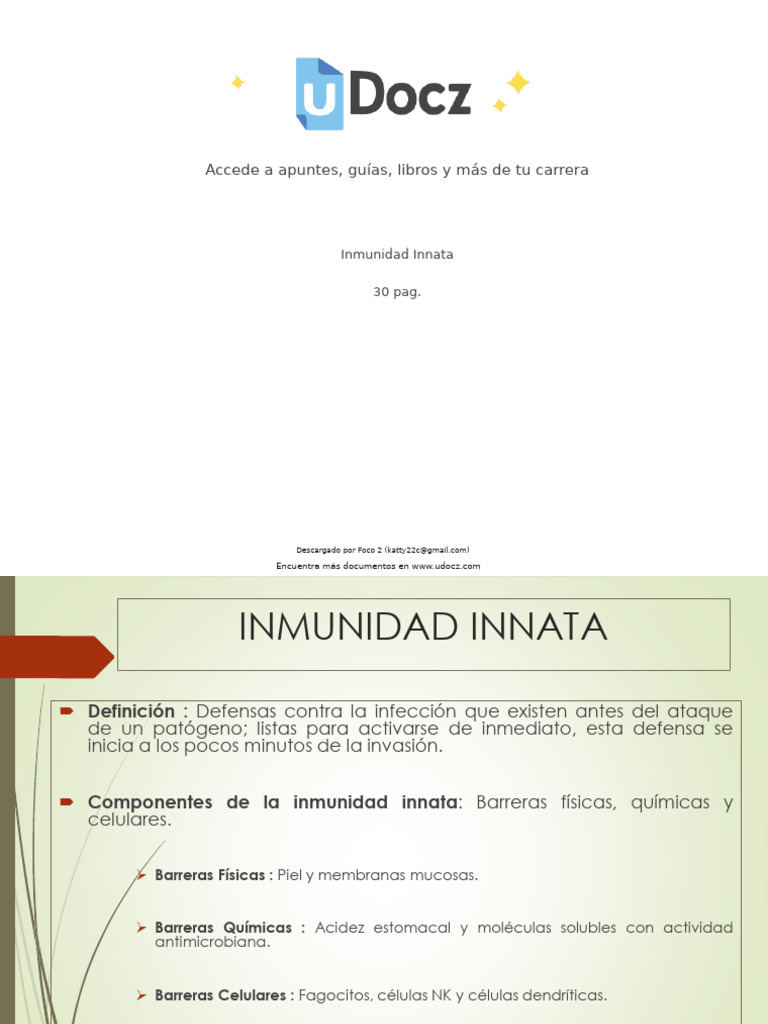 Inmunidad Innata 227169 Downloadable 4587609 | PDF | Sistema inmune | Sistema inmune innato