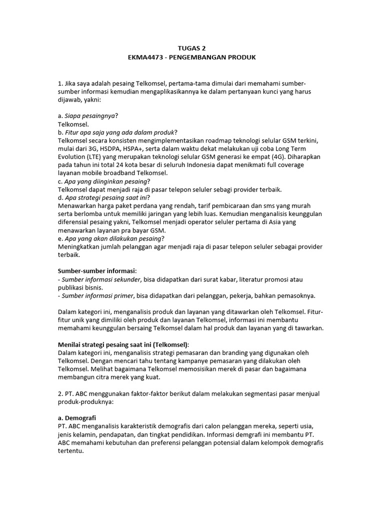 Tugas 2 Ekma4473-Pengembangan Produk | PDF | Komputer