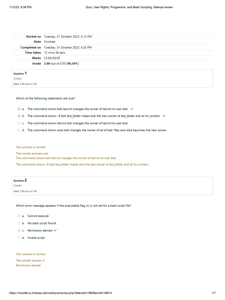 Quiz User Rights Programms And Bash Scripting Pdf Computer File Superuser