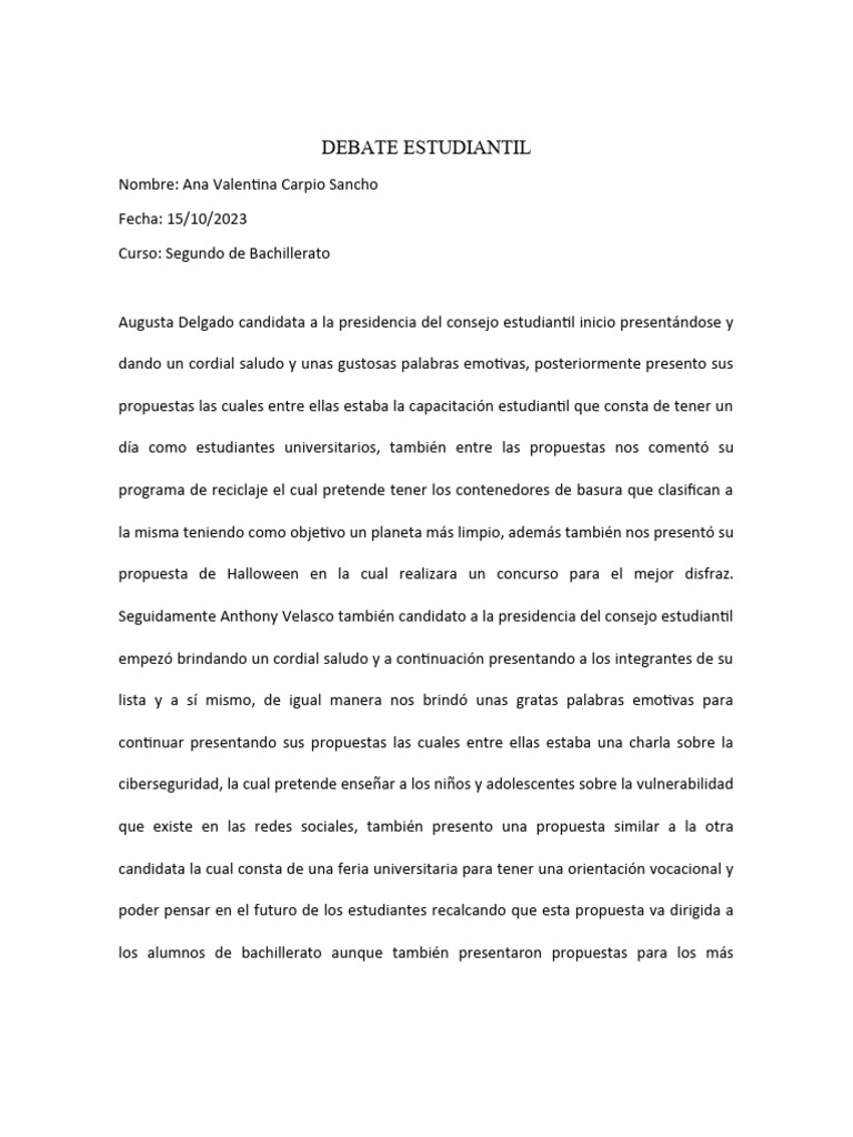 Debate Estudiantil | PDF