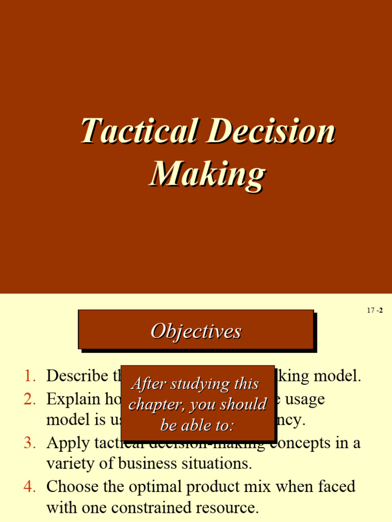 Tactical Decision-Making in Business | PDF | Cost Of Goods Sold | Cost