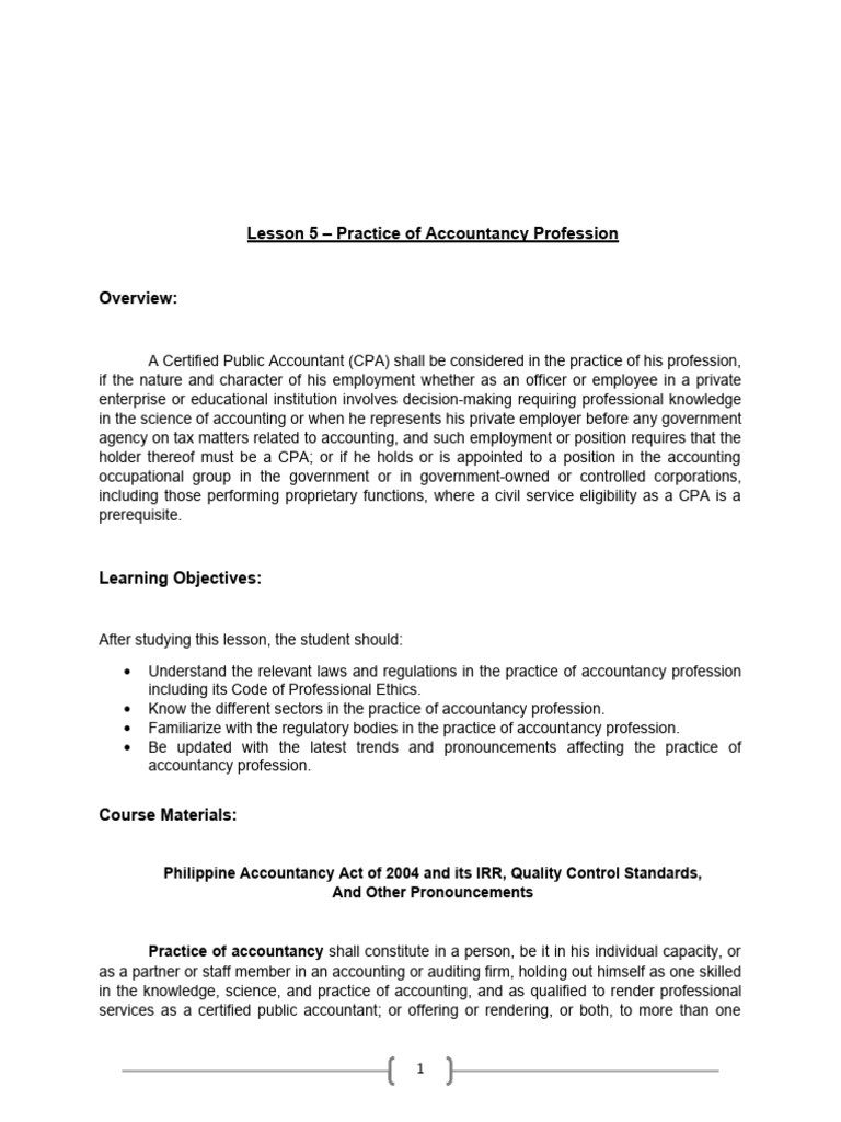 Lesson 5 | PDF | Financial Audit | Certified Public Accountant
