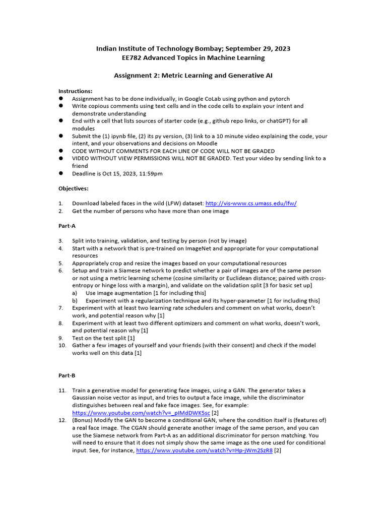 Indian Institute of Technology Bombay September 29, 2023 EE782 Advanced Topics in Machine ...