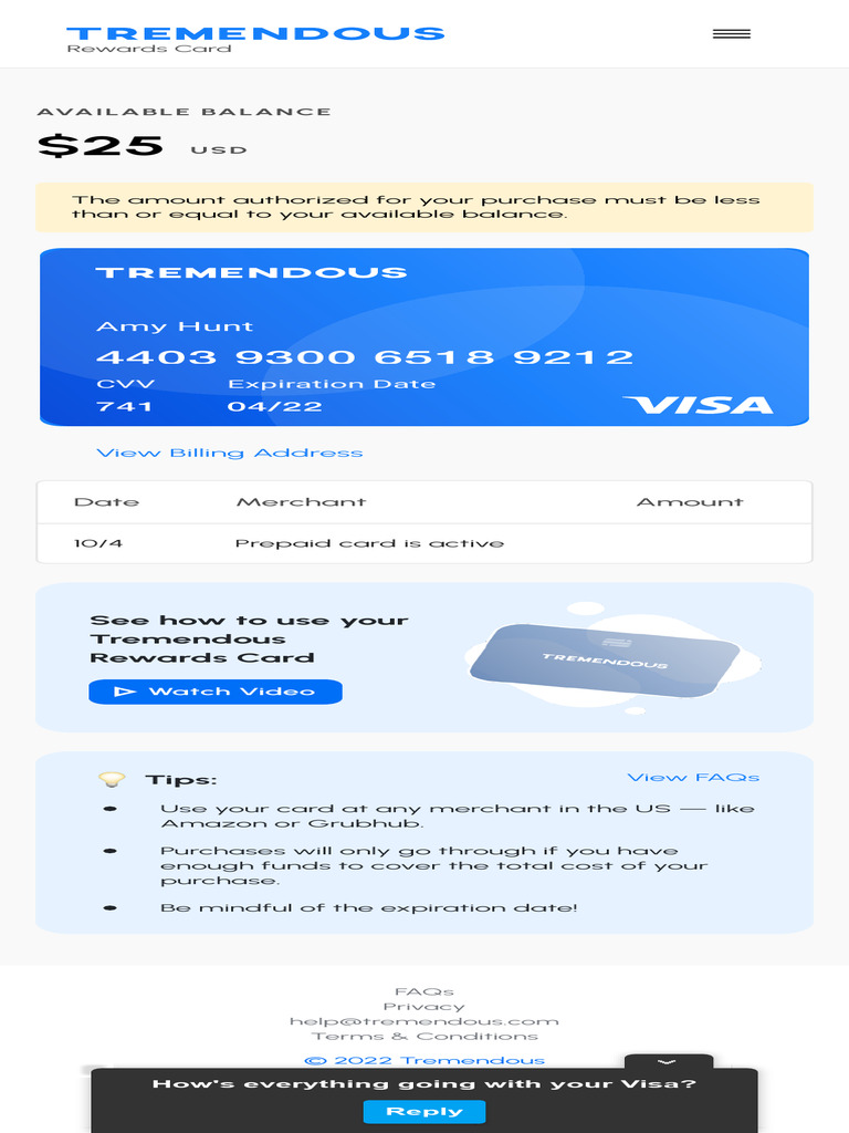 Tremendous Rewards Card | PDF