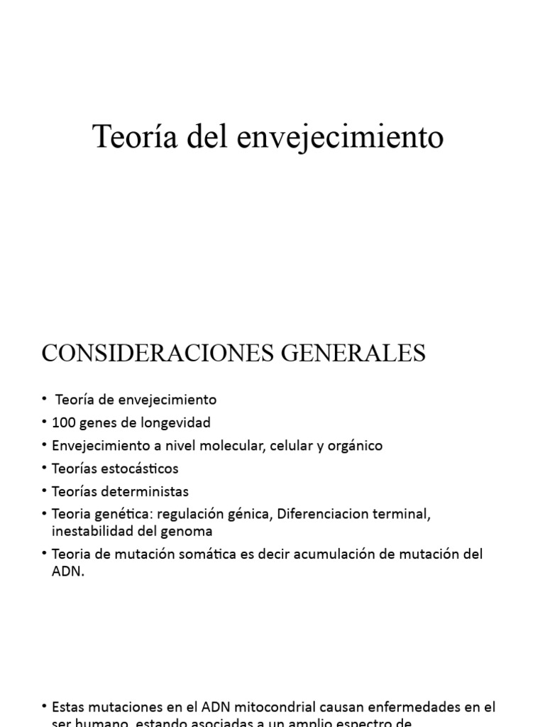 Teoría Del Envejecimiento | PDF