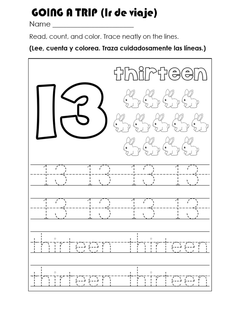 Tracing Numbers Number Words 13 Free | PDF