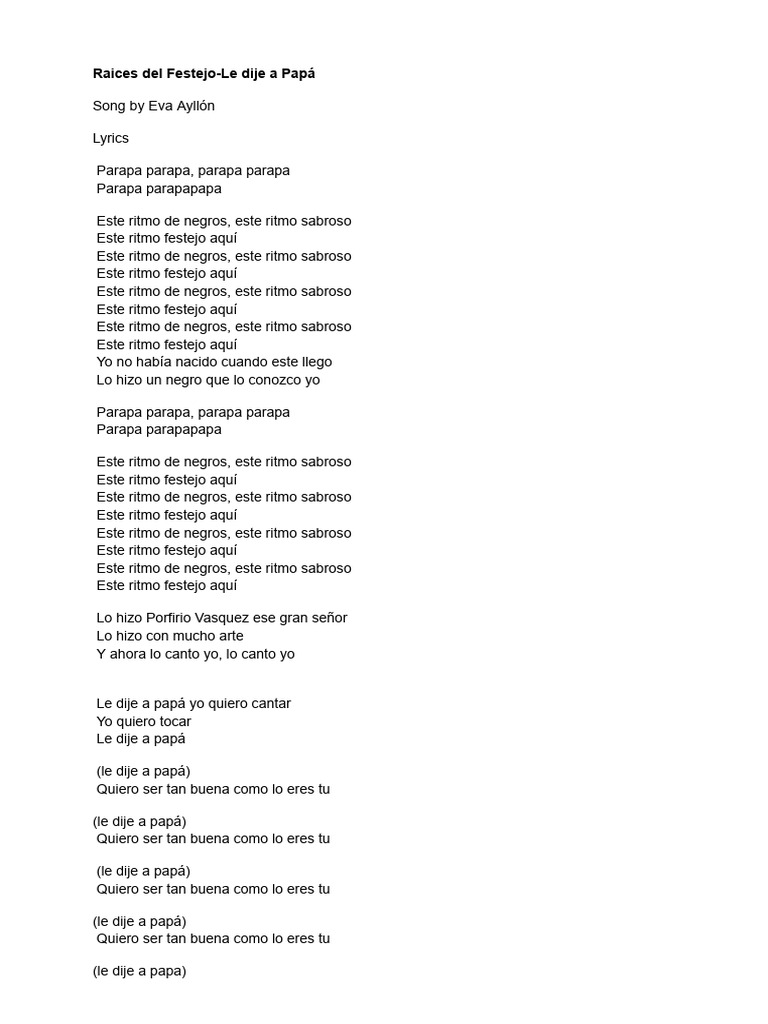 Raices del Festejo-Le dije a Papá | PDF