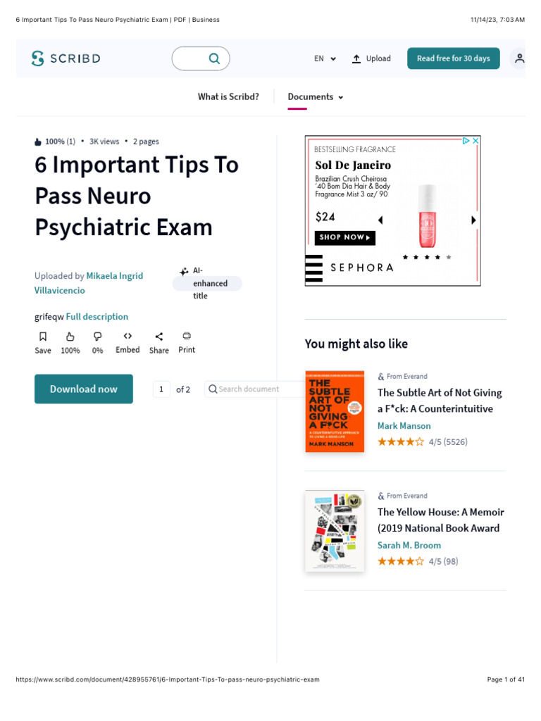 6 Important Tips To Pass Neuro Psychiatric Exam - PDF - Business | PDF ...
