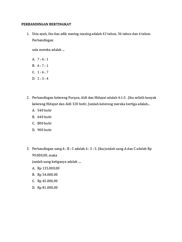 Perbandingan Bertingkat | PDF