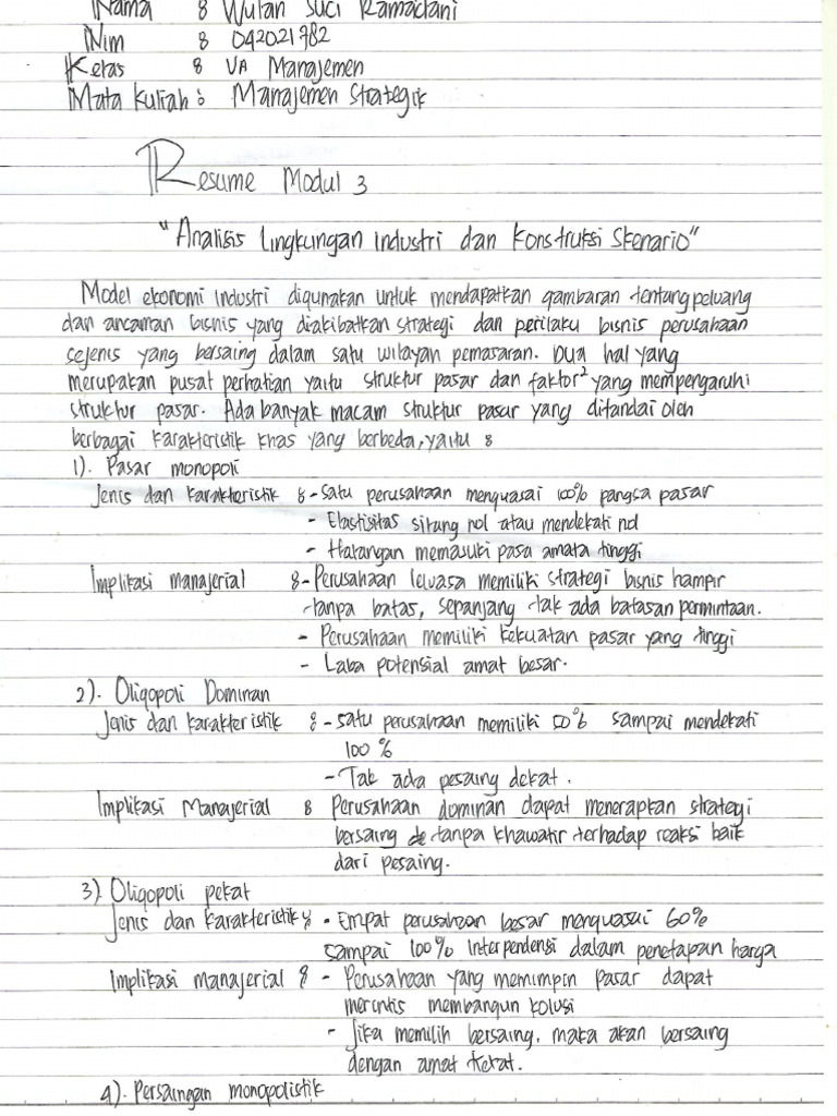 Resume Modul 3 EKMA4414 - VA Manajemen - 042021782 - Wulan Suci R | PDF