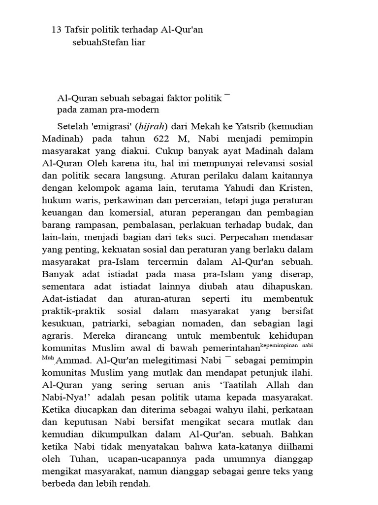 Salinan Terjemahan Stefan Wild - Political Interpretation of The Quran | PDF | Agama & Spiritualitas