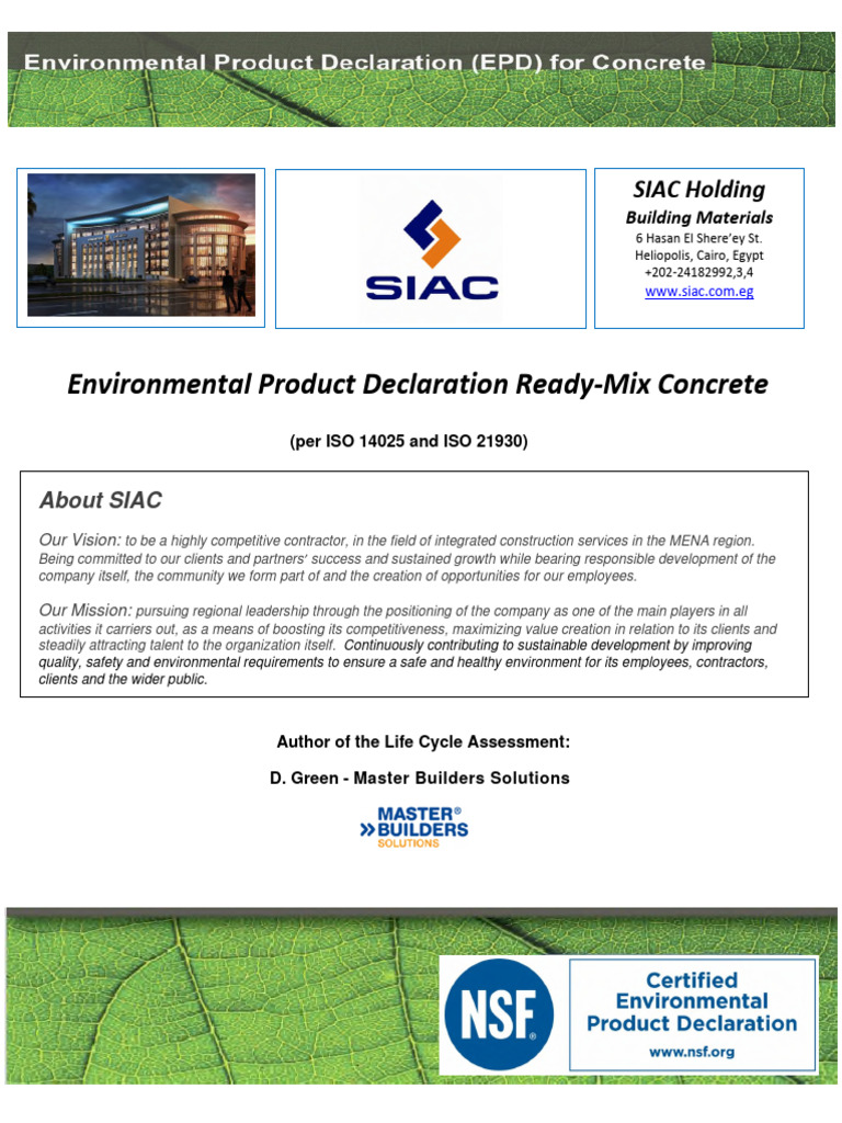 EPD For Concrte | PDF | Life Cycle Assessment | Concrete
