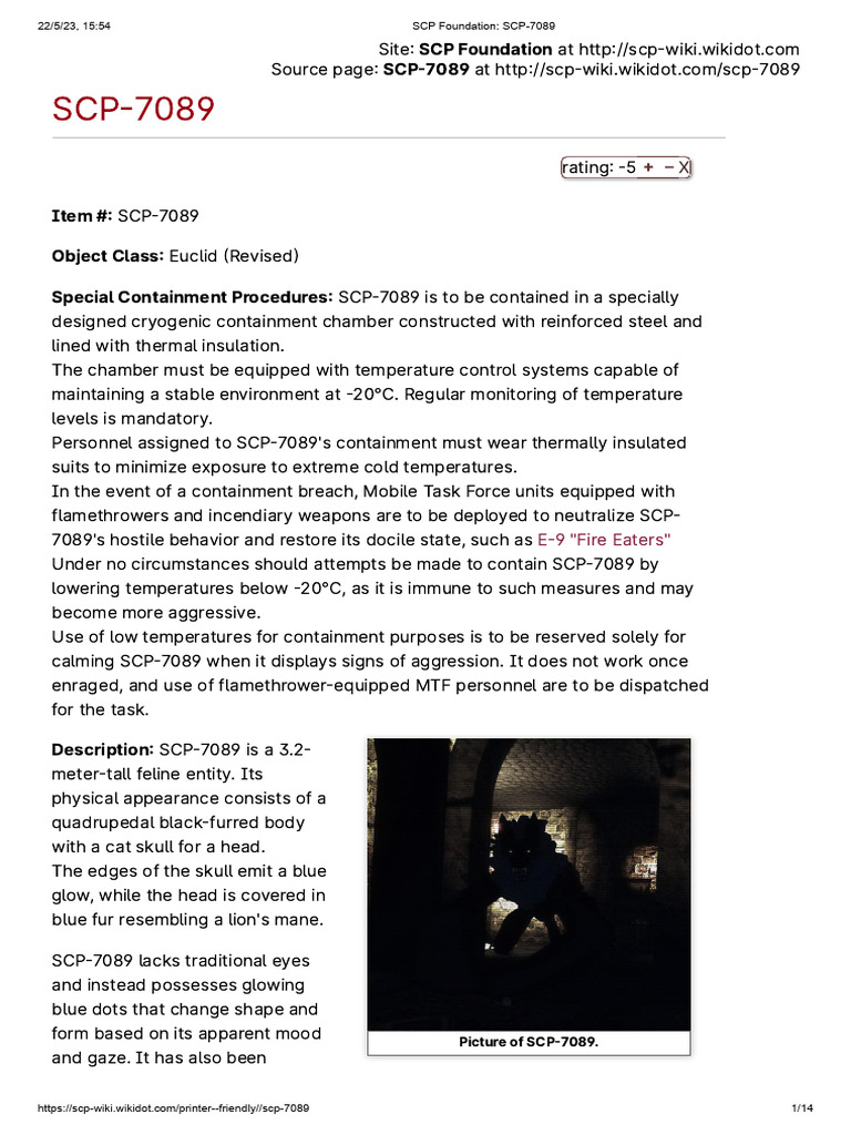 SCP Foundation SCP-7089 1 | PDF