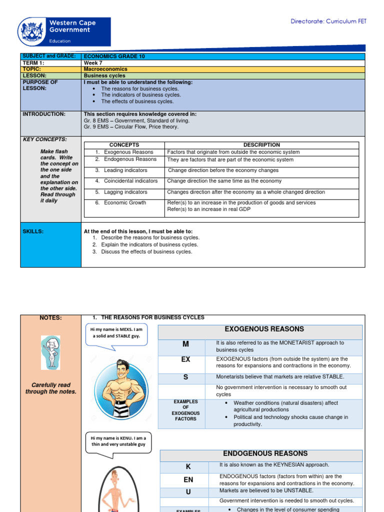 Economics Grade 10 Term 1 Week 7 - 2021 | PDF | Business Cycle | Economics
