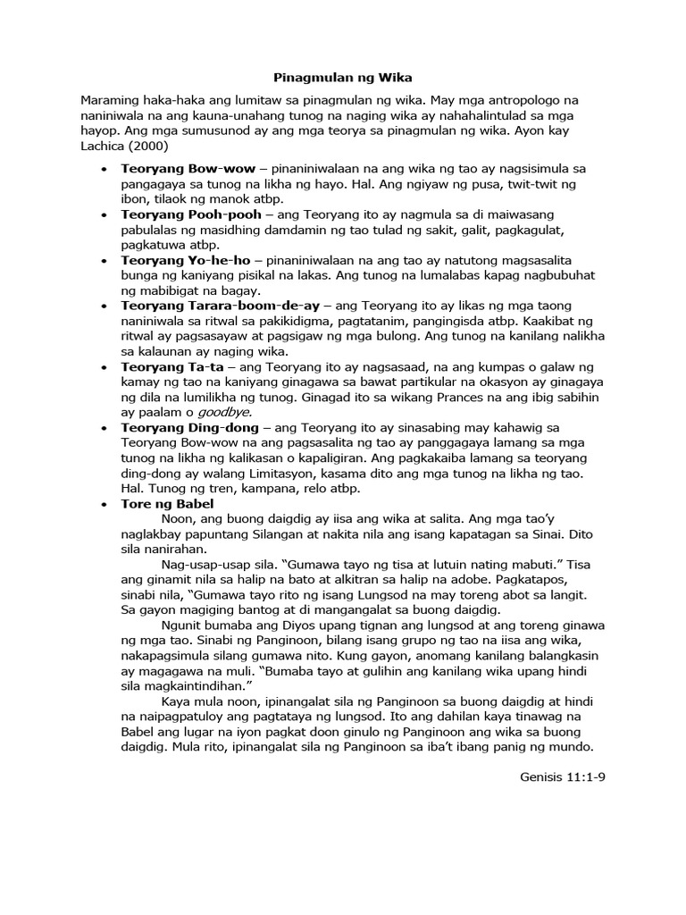 Pinagmulan-ng-Wika | PDF