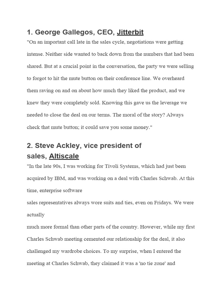 Sales Success Stories: Lessons from Top Executives | PDF