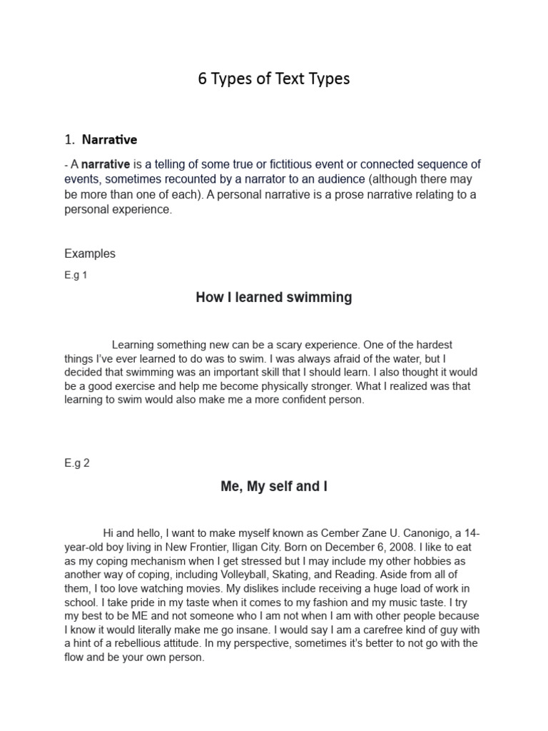 6-Types-of-Text-Types | PDF | Information | Narrative